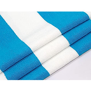 COTTON CRAFT Pool Lounge Chair Cover - 2 Pack - Chaise Beach Picnic Spa Towel - Cabana Stripe - Soft Premium Ringspun Terry Cotton - Oversized - 32 inch Wide x 82 inch Long with 7 inch Pocket – Aqua