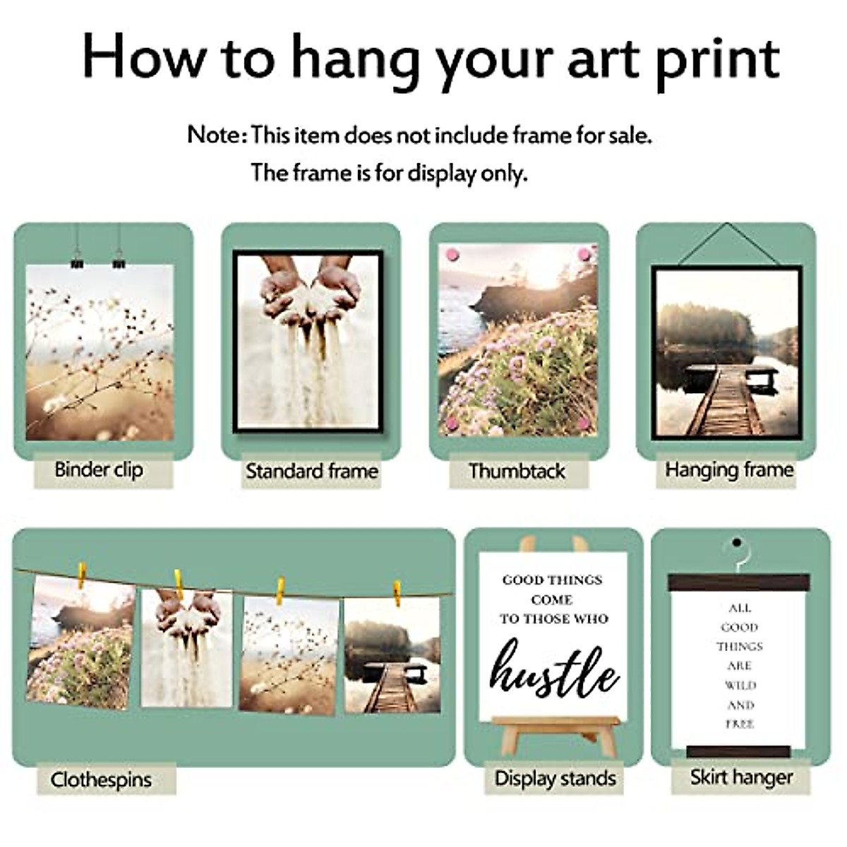 Nature Wall Art Prints Set of 6 Canvas Motivational Art Wall Decor Landscape Print Pictures Wooden Bridge Sand Flower Plant Poster Home Decorations for Living Room Bedroom (8"x10" UNFRAMED)