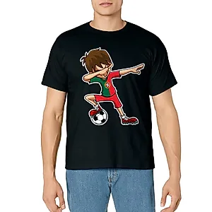 Dabbing Soccer Boy Portugal Jersey, Portuguese Kids Dab Gift T-Shirt