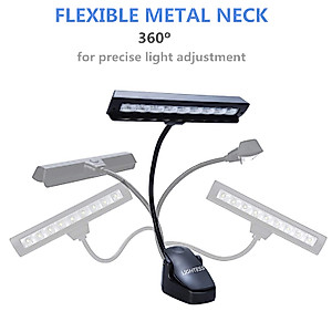 Lightess Dimmable Music Stand Lights Clip on Book Light Piano LED Reading Lamp USB Desk Lamp, Black