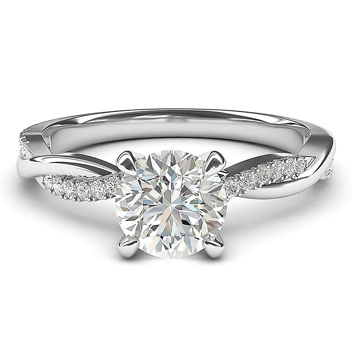 Aihpos Engagement Rings for Women White Gold Moissanite Engagement Ring 10K 14K 18K Gold Platinum Plated Silver Twisted Vine Anniversary Promise Wedding Rings Size 4-12(925s)