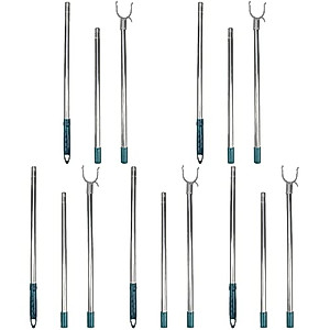 Veemoon 5pcs Shutters Retractable Shelf Home Clothes Hook Extendable Garment Metal Reaching Curtain with Clothesline Stick Ceiling Laundry Extend Cm Steel Rod Area Stick: Stainless Props