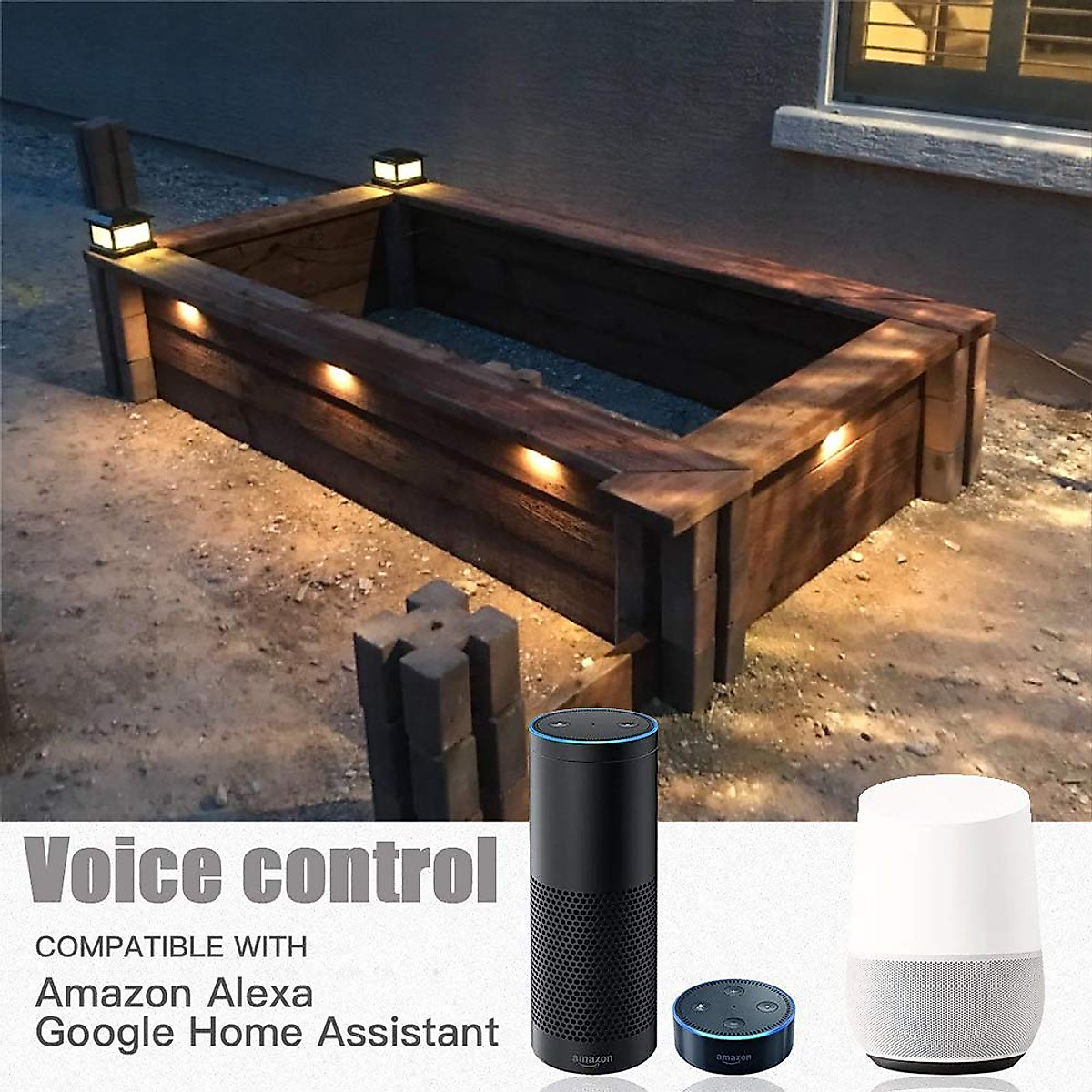 FVTLED WiFi Deck Lights Kit, WiFi Controlled 20pcs Low Voltage LED Step Lights Kit Φ1.97 Stainless Steel Waterproof Outdoor Recessed Railing Light Work with Alexa Google Home, Warm White, Black