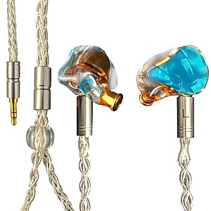 Resin in-Ear Monitor Headphones with Pure Copper Graphene Unit,with Copper-Silver 8-core 3.5mm MMCX Connector,with Earphone Storage Box,for Singers Drummers Musicians (Oceans Heart)