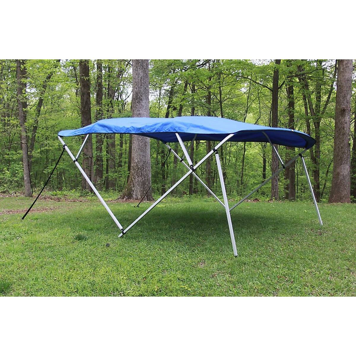 Vortex Direct Royal Blue Fabric Square Tube Frame 4 Bow Bimini Top, 12' Long 91"-96" Wide, 54" Tall