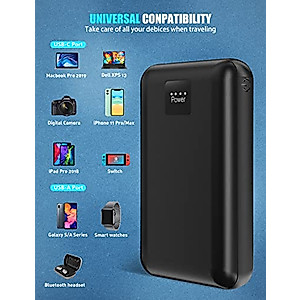 Vencede Rechargeable Battery, 16000mAh Fast Charge Power Bank with USB A and USB C Ports, Portable Charger with LED Digital Screen for Heated Vest