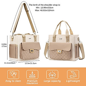 Women Lunch Box for Work,Large Insulated Lunch Bag Leakproof Lunch Tote Bag Cooler for Adults,Loncheras para Mujer,Khaki Beige