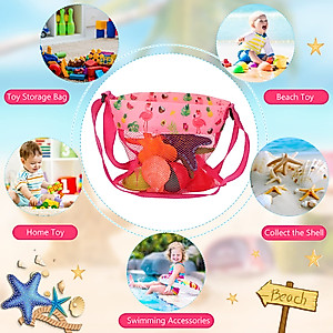 Saintrygo 30 Set Mesh Beach Bag Bulk Colorful Seashell Collecting Shell Bag Adjustable Carrying Strap for Kids (Cute Style)