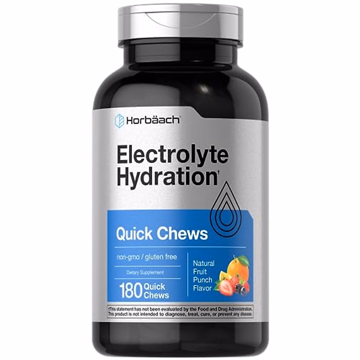 Horbäach Electrolyte Quick Chews | 180 Count | Fruit Punch Flavor | Vegetarian, Non-GMO & Gluten Free Hydration Supplement
