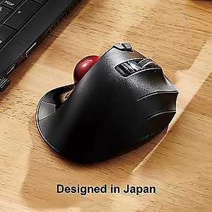 ELECOM EX-G Trackball Mouse, 2.4GHz USB Wireless, Ergonomic Design, Thumb Control, Smooth Precise Tracking Roller Ball, 6 Programmable Buttons, Tilt Scroll, Computer Mice for Laptop PC, Windows & Mac