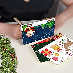 POWER UNICO FLOWER 16 pcs Christmas Greeting Cards with Envelopes - Xmas Note Cards with Four Festive Designs - Christmas Deacration Party Favors 4*6in (4x6in, 167)