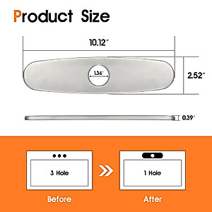 Lanceler Sink Faucet Hole Cover Deck Plate Brushed Nickel 10 Inch 1 or 3 Faucet Escutcheon for Bathroom or Kitchen Vanity Sink Faucet Stainless Steel