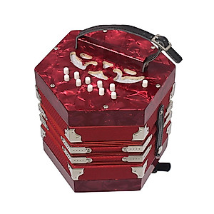 Btuty Accordion Acordeon Concertina Accordion Instrument Acordion 20-Button 40-Reed Anglo Style with Carrying Bag (Red)