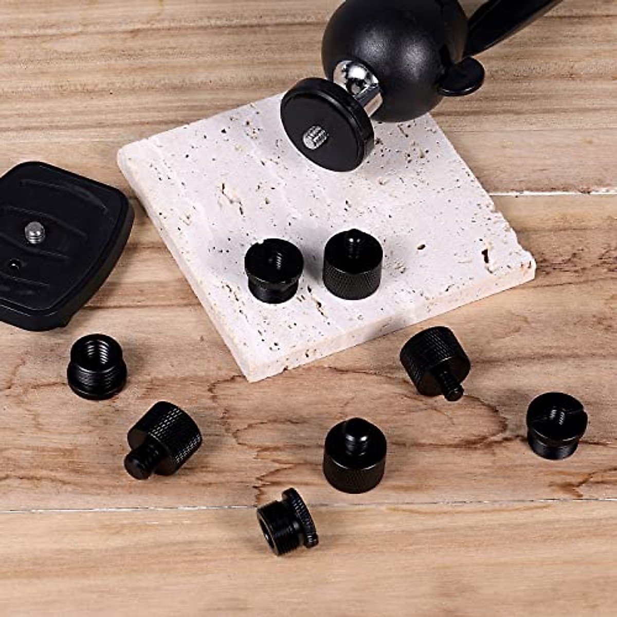 AIEX 8pcs Mic Thread Adapter, Mic Stand Adapter for Camera Screw Monitor Microphone Stand, 5/8 Female to 3/8 Male, 3/8 Female to 5/8 Male, 5/8 Female to 1/4 Male and 1/4 Female to 5/8 Male (Black)