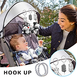 XIXILAND Hanging Rattles Toys White & Black Stroller Toy, Newborn Toys Infant Toys Crib Toys, Soft Plush for Stroller Car Seat Crib with Wind Chimes, Best Baby Gift for 0,3,6,9,12,18 Months