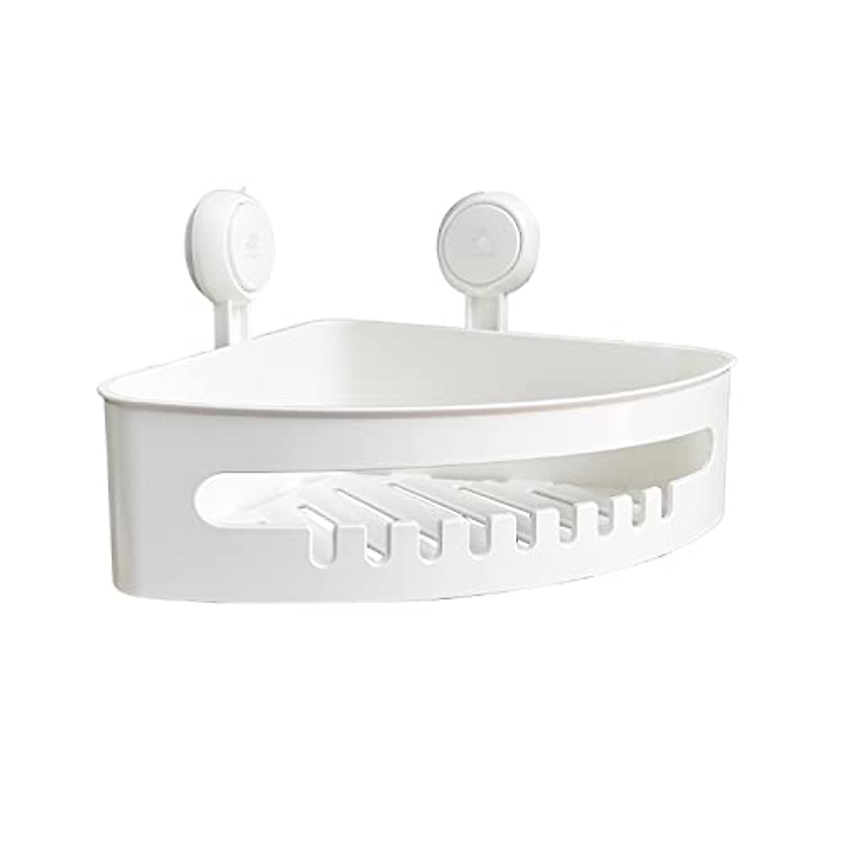 4OURVAN Vacuum Shower Corner Caddy Suction Cup Bathroom Kitchen Organizer Corner Shelf Rack Shower Basket Wall Mounted Shower Holder Organizer for Shampoo |Conditioner | No-Drilling Removable Reusable