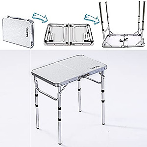 YUFIFAIRY Small Folding Table Portable, 24''L x16''W Foldable Camp Table with 3 Adjustable Height, Indoor Outdoor Lightweight Aluminum Table for Outdoor Cooking Picnic, (3 Heights)