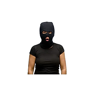 3 Hole Knitted Full Face Ski Mask Winter Balaclava Face Cover for Outdoor Sports (Black)