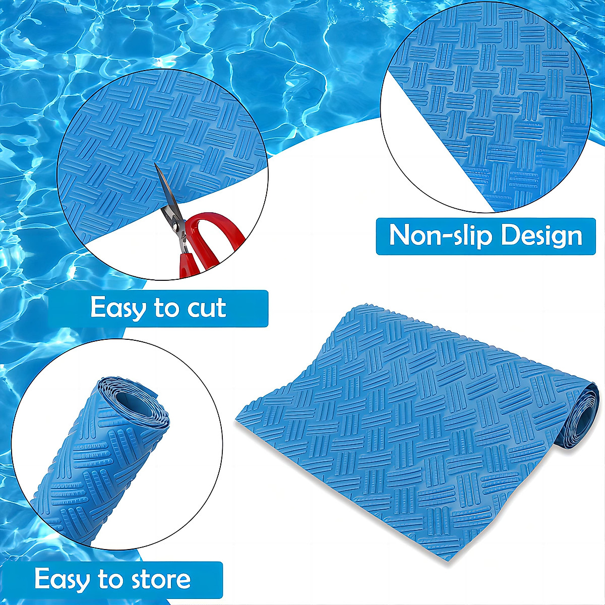 Swimming Pool Ladder Mat,Non-Slip Mat Pool Liner Protector, Swimming Pool Ladder Pad for Swimming Pool Liner and Stairs Protective (36 X 9 inch)