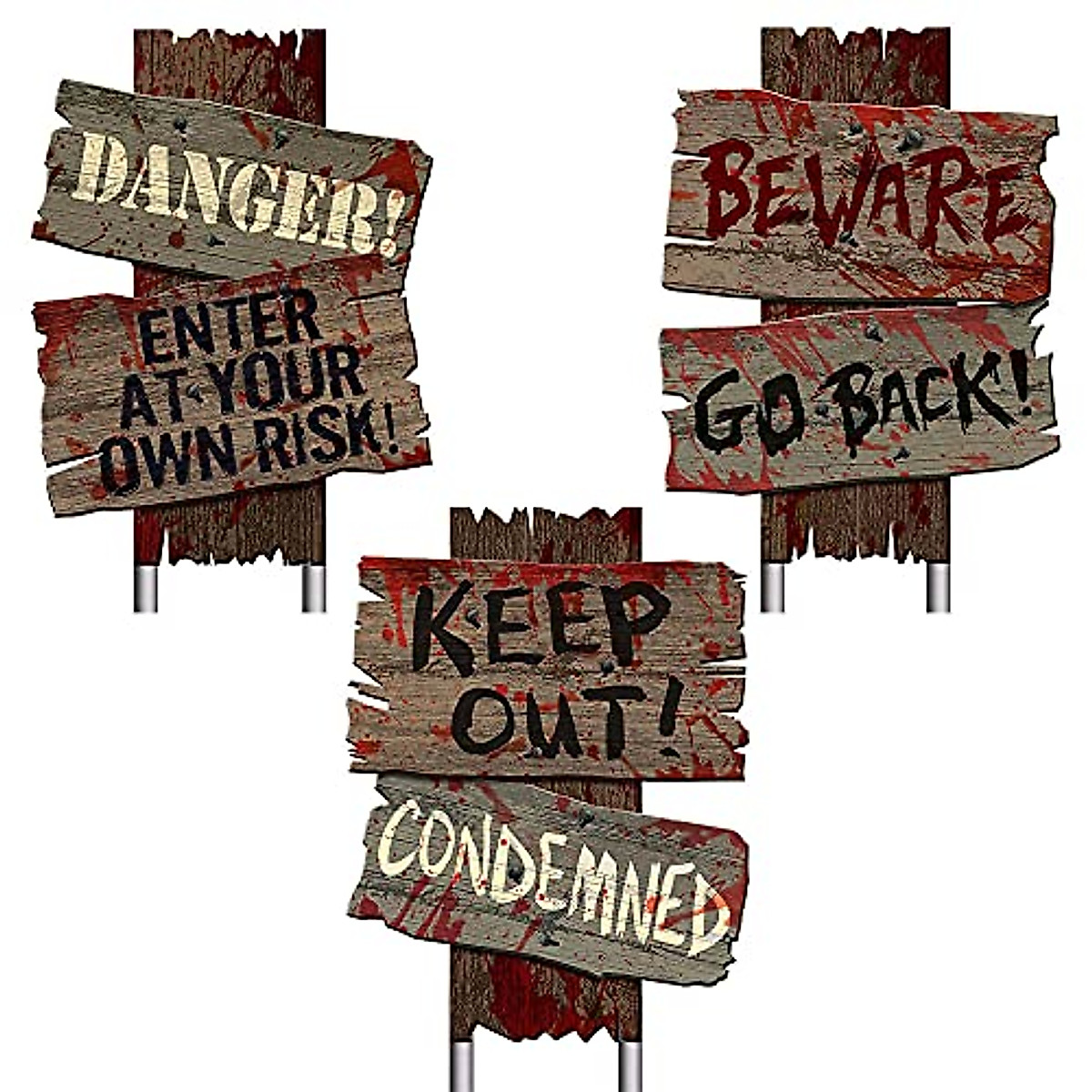 Amscan Corrugated Plastic Cemetery Sidewalk Signs, 12" x 9", 3 Pcs