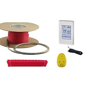 100 Sqft Warming Systems 120 V Electric Tile Radiant Floor Heating Cable with Touch Screen Programmable Thermostat
