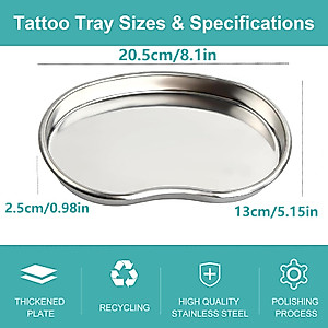 Lyuxzad Dental Tray Stainless Steel Kidney Tray 2 Pack Stainless Steel Trays 8" Flat Tray for Dental Piercing Lab Instrument Kitchen Baking Pet Bathroom Tools