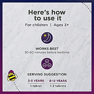 Zarbee's Kids 1mg Melatonin Chewable Tablet, Drug-Free & Effective Sleep Supplement, Easy to Take Natural Grape Flavor Tablets for Children Ages 3 and Up, 50 Count