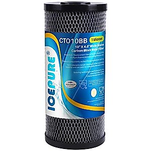 ICEPURE 10"X4.5",1 Microns Whole House Sediment Activated Carbon Water Filter Compatible with Dupont WFHDC8001,EP Series,EPM Series,CB-BB-10, GE FXHTC, GXWH40L, GXWH35F, GNWH38S, CTO10BB,1PACK