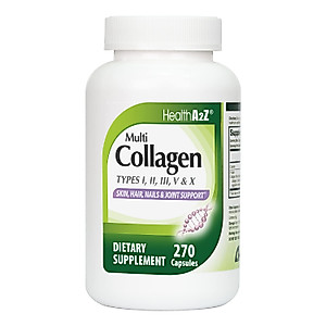 HealthA2Z® Multi Collagen Pills | 1735 mg | 270 Collagen Capsules | Types I, II, III, V & X | for Healthy Skin, Hair, Nails & Joint Support