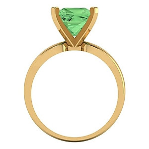 Clara Pucci 2.50ct Princess Cut Solitaire Green Simulated Diamond Excellent Engagement Bridal Promise Anniversary Ring 18K Yellow Gold 6