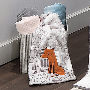Bedtime Originals Animal Alphabet Gray/White Fox Appliqued Fleece Baby Blanket