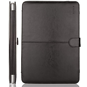 MOSISO Case Compatible with MacBook Air 13.6 inch M4 M3 M2 2025-2022 /Air 13 M1 2022-2018 /Pro 13 inch M2 M1 2025-2016, PU Leather Portfolio Protective Stand Cover, Black