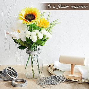 Flower Mason Jar Flower Lid Floral Frog Vase Insert Canning Jar Insert Mason Jar Lid with Square Grids for Regular Mouth Mason Canning Jars(18 Set,70mm)