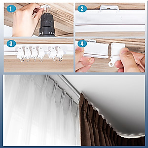 Super More 16.5 FT Bendable Curtain Track Ceiling Mounted Straight Curved Ceiling Track Set Top Side Mounting Ceiling for Installation Windows Curtain Room Divider Curtain - 5 Meter White