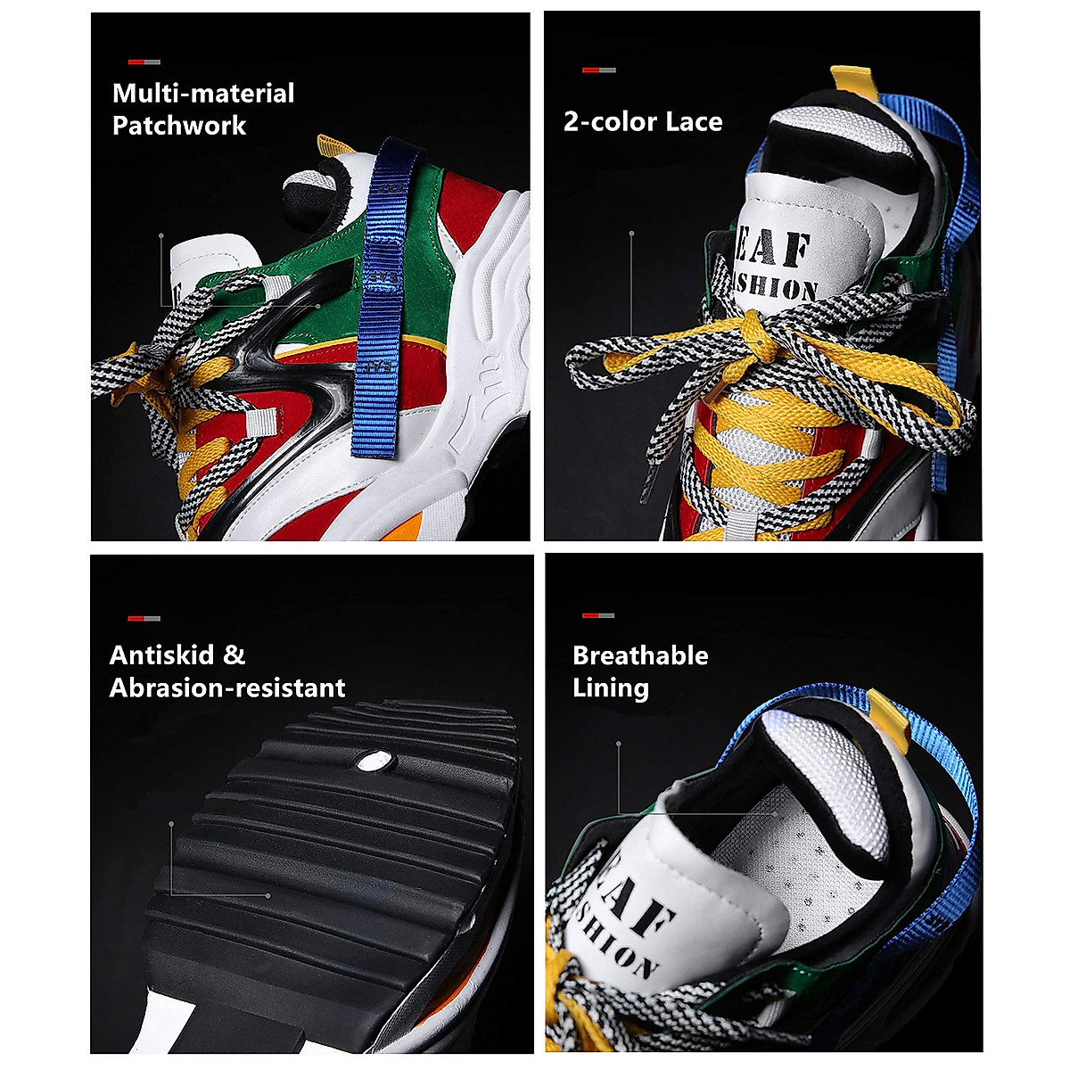 Men's Rainbow Color Running Sneakers,Soft Sole Shock Absorbing Comfortable Breathable Training Fitness Mountaineering Sneakers (9,Rainbow)