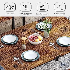 AWQM Dining Table Set for 4, Modern Kitchen Table and Chairs Set for 4, Industrial Wooden Dining Table with Backrest Chairs for Dining Room Kitchen Breakfast Nook - Rustic Brown