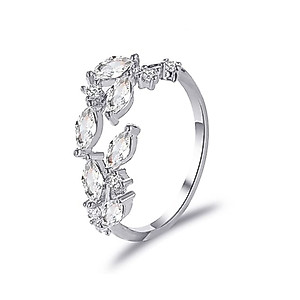 MIFYNN Double Leaf Wrap Rings for Women Dainty Zircon Rings Adjustable Hypoallergenic (leaf)