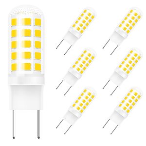 Gaormii G8 Led Bulb Dimmable, 35W Halogens Equivalent, T4 JCD Type Bi-Pin Base, 3000K Warm White G8 Bulb for Under-Cabinet Light, Under Counter Light, Under-Microwave Light, 120V 4W 360LM, 6 Pack
