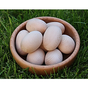 efo Wooden Eggs for Arts and Crafts or Easter Decorations - Easter Gift Idea - Great for Easter Basket Egg Hunt or Home Decor - Unpainted Eggs Set of 10