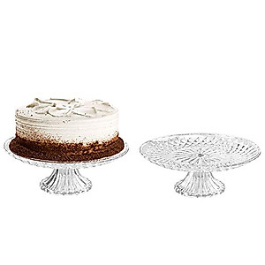 Cake Stand Dessert Display Pedestal - 12” Large Round Plastic Cake Stands Set of 2 - Table Cupcake Holder with Base - Clear Crystal Cake Plate Server Platter Serving Tray for Wedding Birthday Party