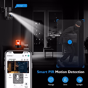 Hawkray Solar Security Wireless Outdoor Camera,8X Zoom,2K Resolution 360° Pan Tilt Control,WiFi Battery Powered Camera with Spotlight Siren PIR Motion Detection