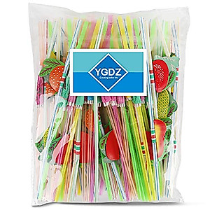 YGDZ 100pcs Umbrella Straws Fruit Straws, Disposable Luau Party Drink Umbrella Straws, Tropical Hawaiian Straws Beach Summer Pool Party Decorations
