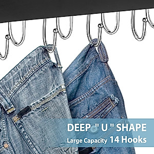 Jean Organizer for Closet, Jeans Hanger, 14 Hooks Wood Hanger for Jeans, Pants Hangers Space Saving-1 Pack