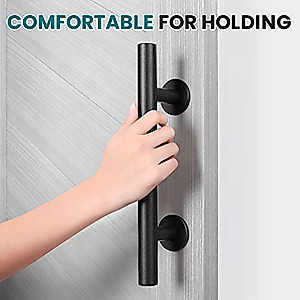 Genius Iron 12 Inch Sliding Barn Door Handle, Pull and Flush Hardware Set, Solid Cast Iron Rustic Style, Black