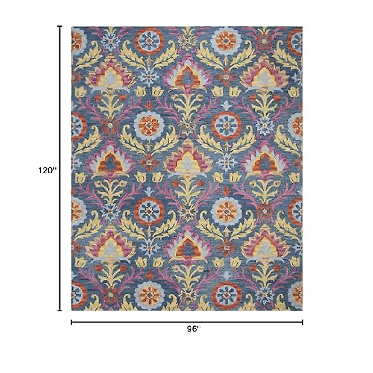 SAFAVIEH Suzani Collection 8' x 10' Blue/Multi SZN312A Hand-Hooked Boho Premium Wool Area Rug