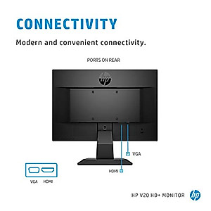 HP V20 HD+ Monitor | 19.5-inch Diagonal HD+ Computer Monitor with TN Panel and Blue Light Settings | HP Monitor with Tiltable Screen HDMI and VGA Port | (1H848AA#ABA), Black