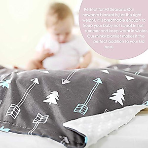 Baby Blanket for Boys Girls Baby Blankets Newborn,Super Soft Comfy,Patterned Minky with Double Layer,Dotted Backing, 30 x 40 Inch,Grey Arrow