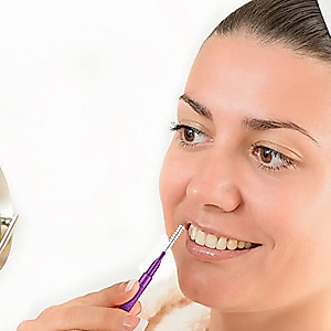 Yinder 100 Pcs Braces Brushes for Cleaner Interdental Brush Toothpicks Teeth Cleaning Soft Flossing Heads Floss Dental Tools Braces Flossers Tooth Picks Flossers with Bristles, 6 Colors and Sizes