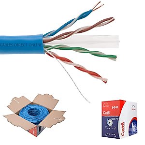 Satmaximum CAT6 1000ft UTP Blue Ethernet Solid Cable 550Mhz LAN Cable 23AWG RJ45 Network Wire Bulk (Blue)
