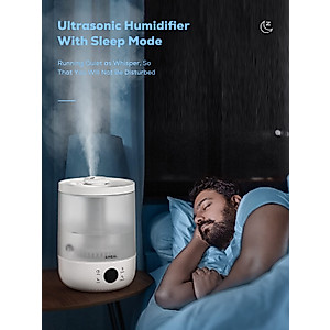 Aiheal Humidifiers for Bedroom Large Room, 4.5L Top Fill Cool Mist Ultrasonic Humidifier for Plants and Baby, Lasts 37 Hours, Timer, Auto Shut Off, Super Quiet, Sleep Mode, White